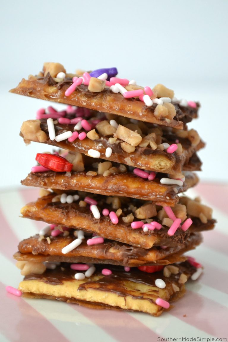 Valentine's Day Toffee Crunch Crackers - Southern Made Simple